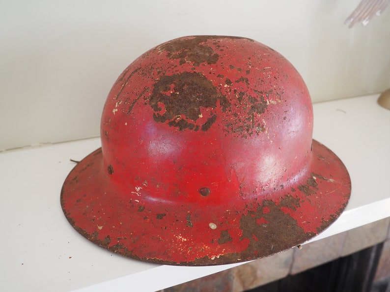 WW2 Era Civil Defense Helmet: Red Steel, Photo Prop - Etsy
