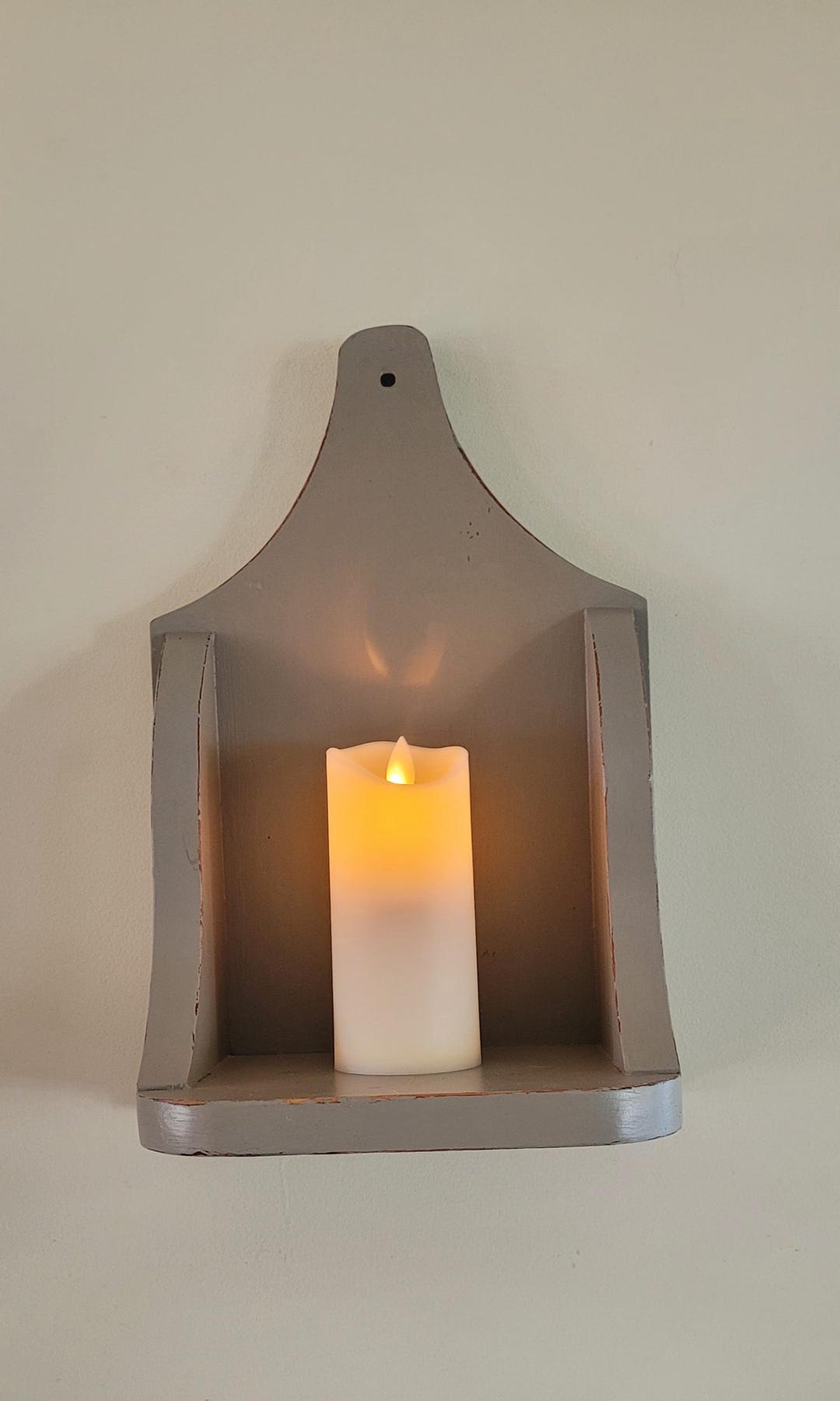 Wooden Shelf/ Vintage Candle Shelf/ Gray Shelf - Etsy