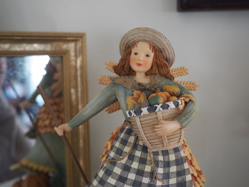 Debbie Mumm Fall Angel Centerpiece: Plaid Apron, Pumpkins & Goose - Etsy