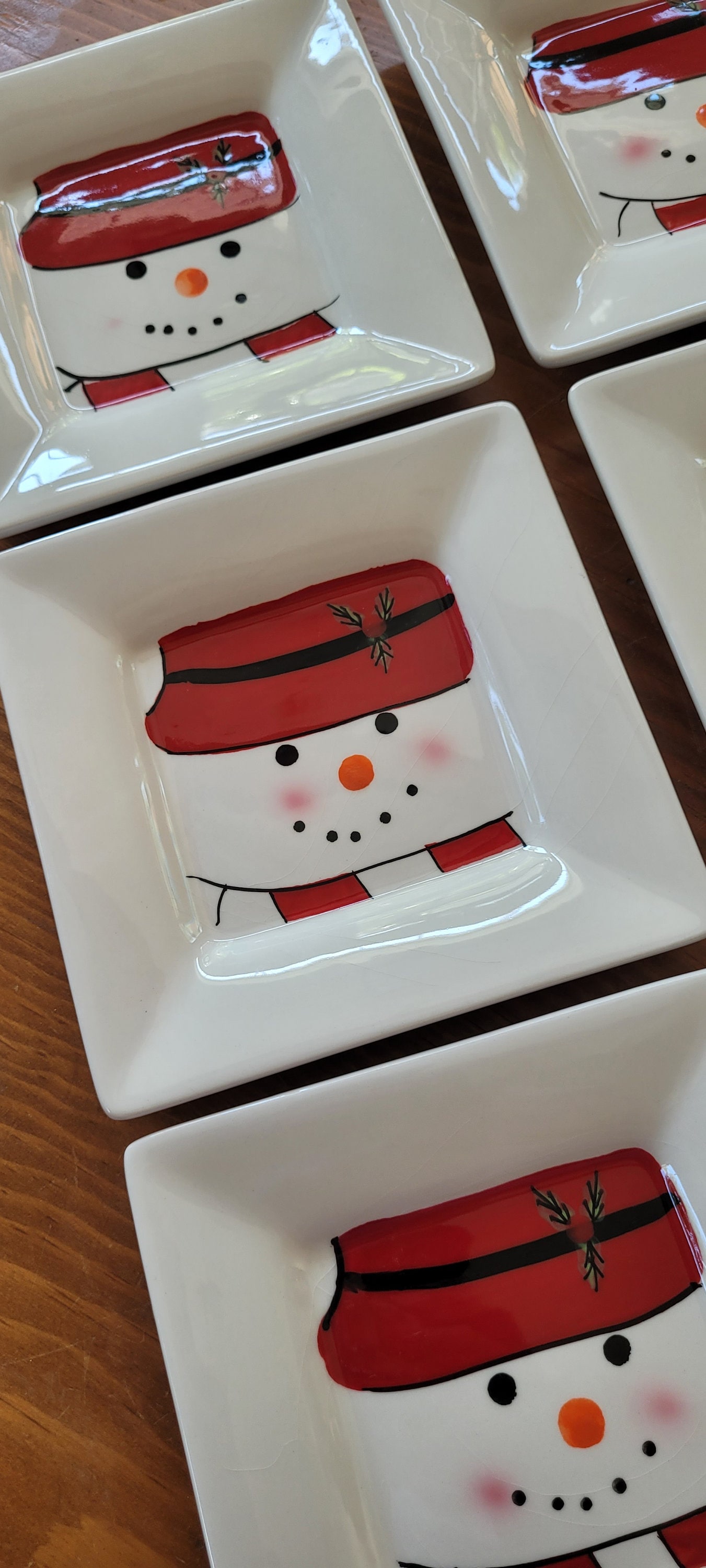 Snowman Christmas Plates Set of 6/ Small Appetizers Plates - Etsy