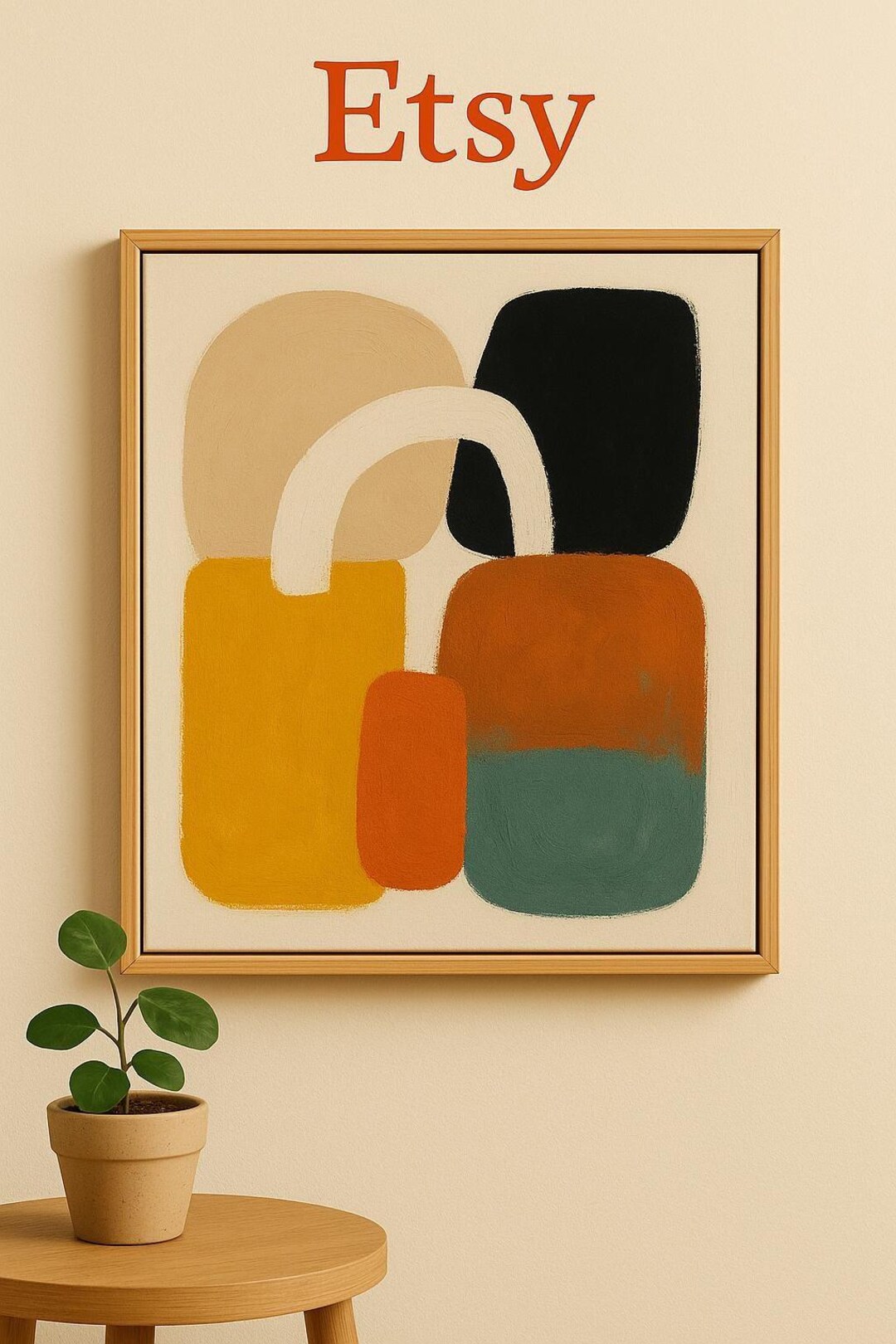 Interwoven Forms – Modern Abstract Wall Art, Mid-century Minimalist ...