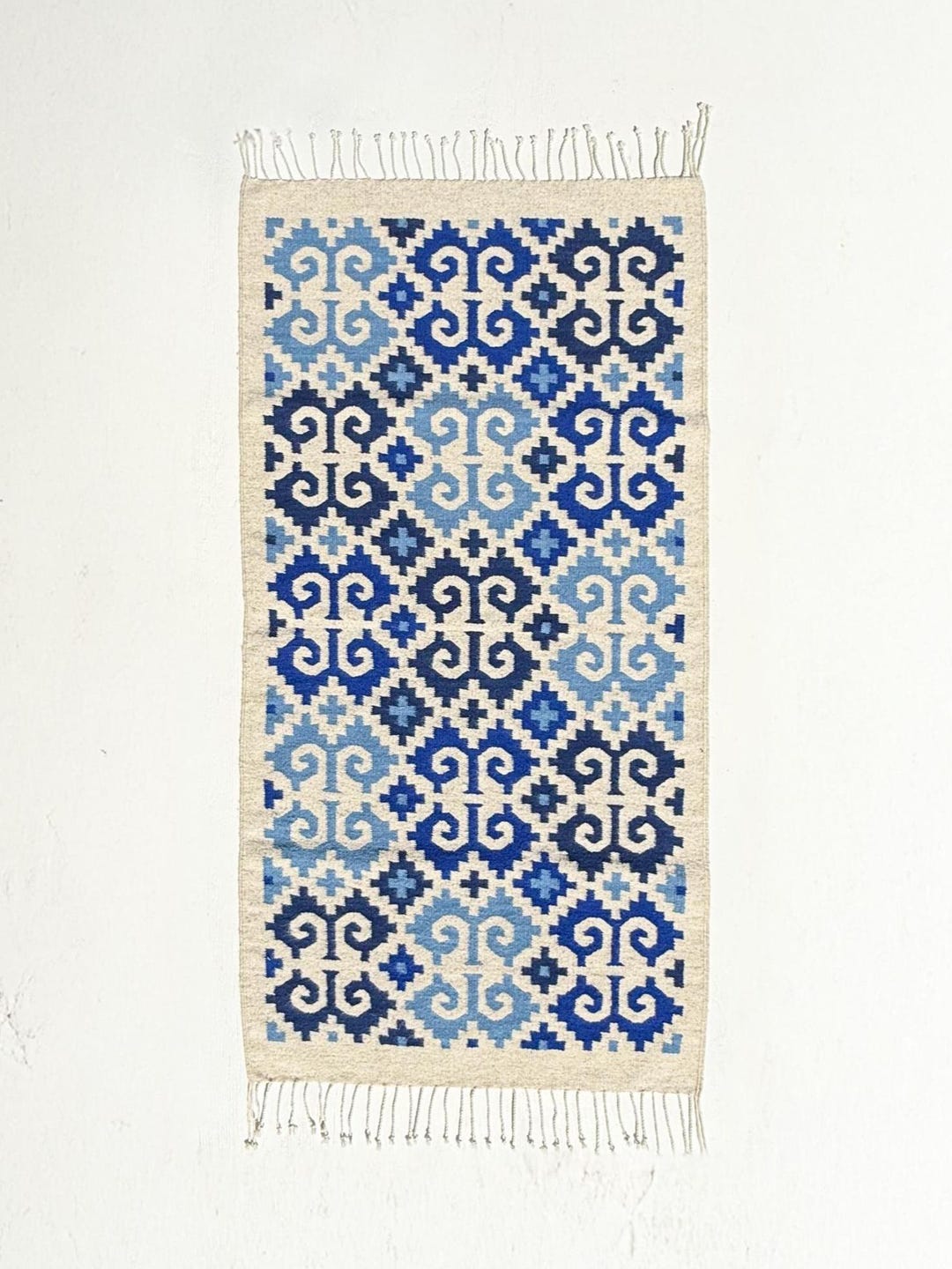 Oaxacan Handwoven Wool Rug – Caracol Pattern – Coastal Colors or Blue ...