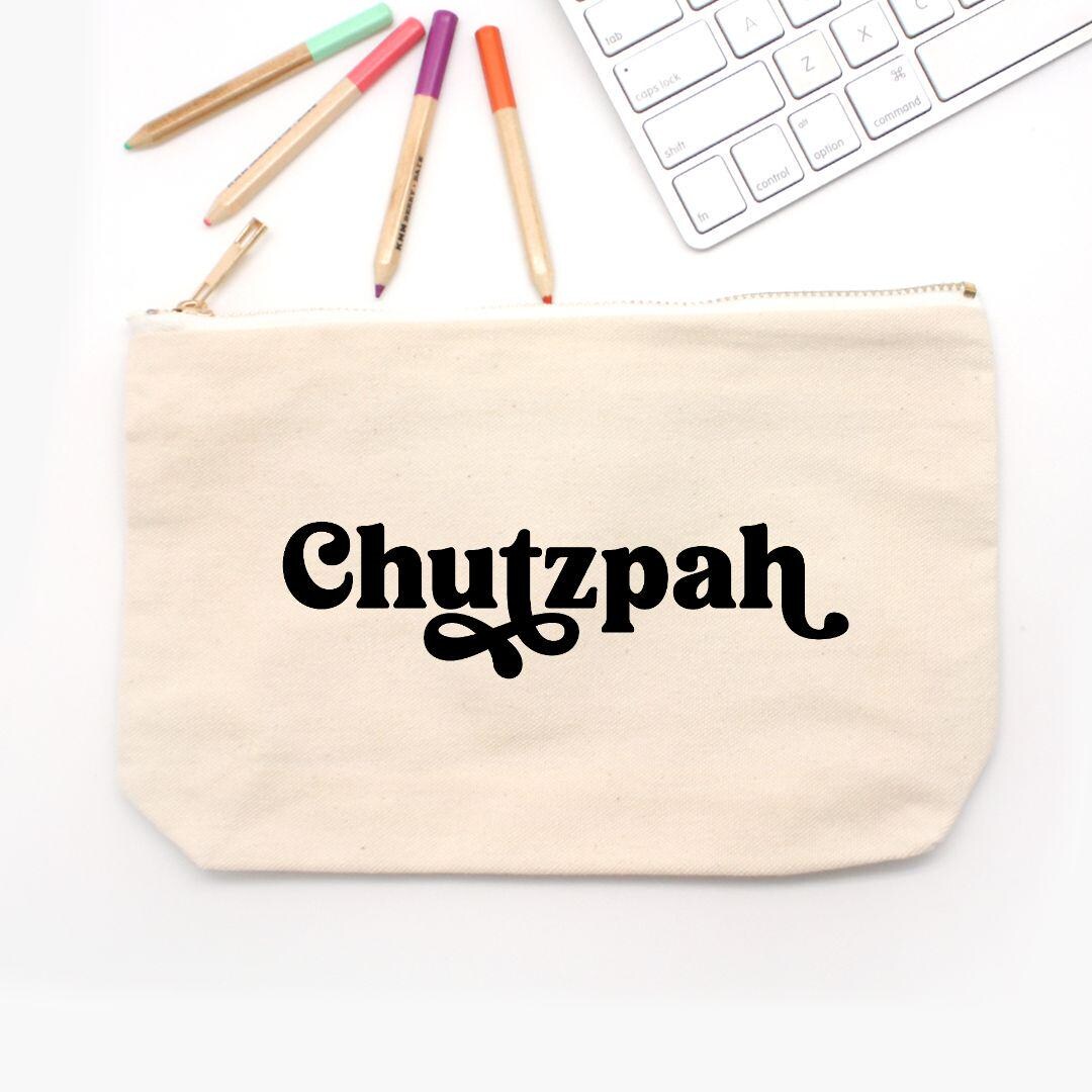 Chutzpah Yiddish Zippered Pouch, Jewish Bag, Jewish Gift for Her ...