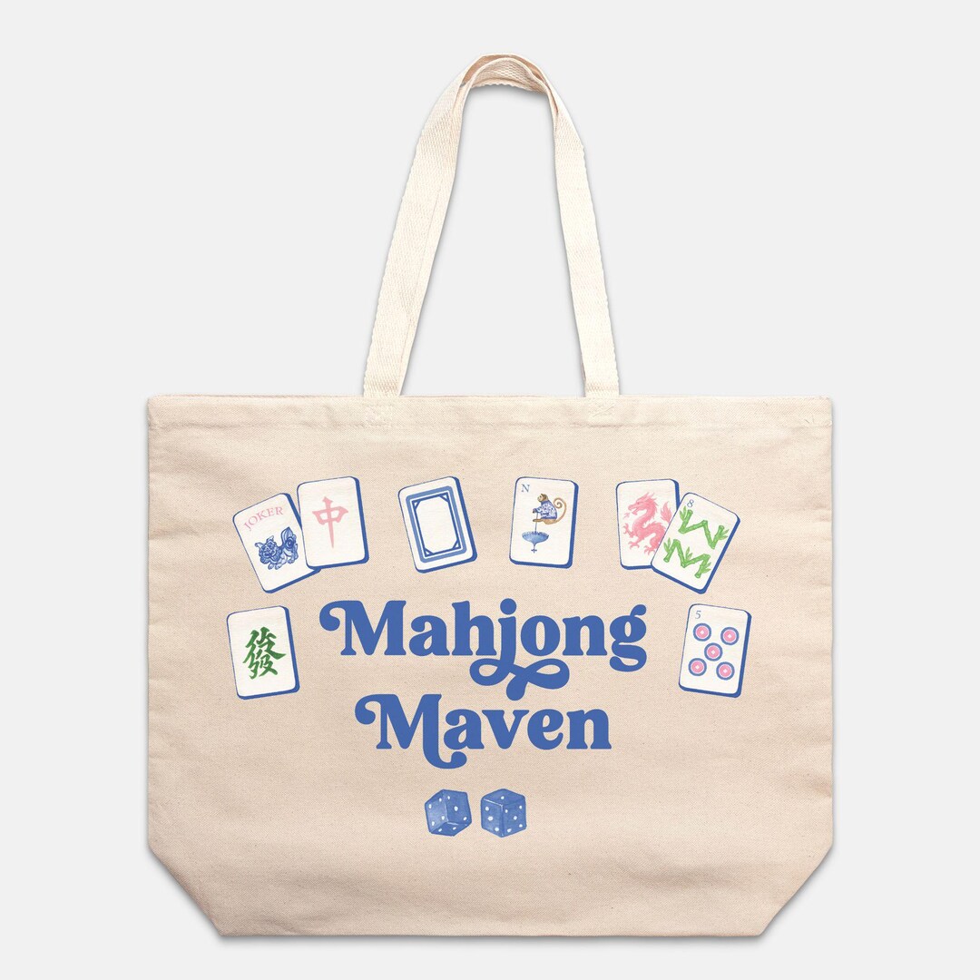 Mahjong Maven Oversized Tote Bag, Jewish Gifts, Yiddish Gifts, Jewish ...