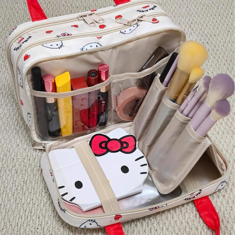 Cute Cat Cartoon Partitioned Satchel Cosmetic Bag - Etsy