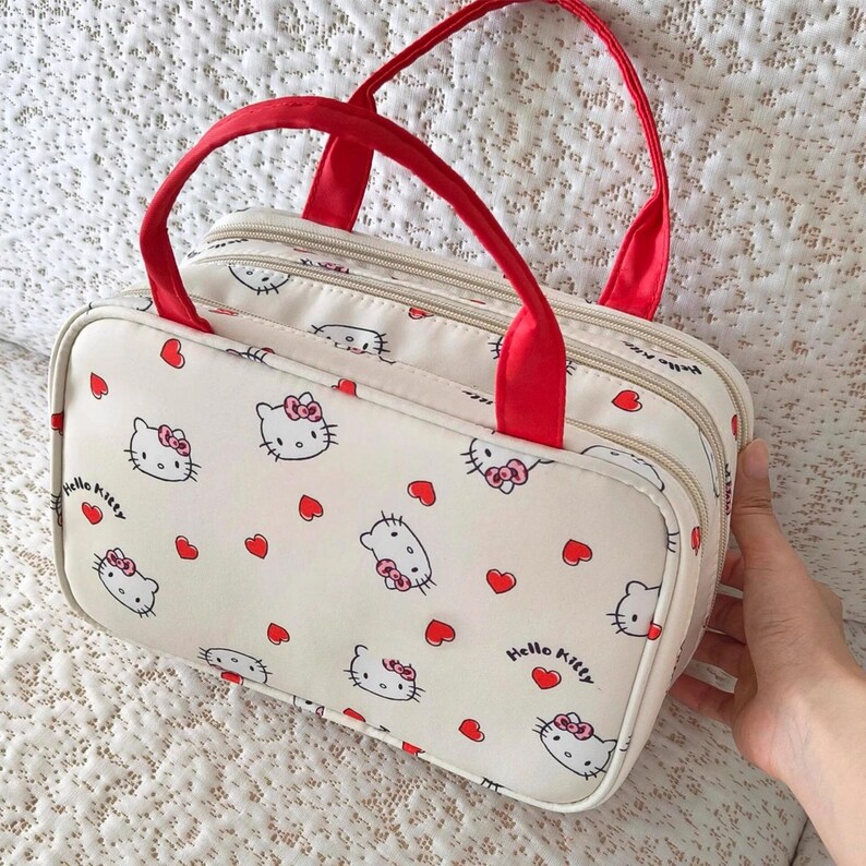 Cute Cat Cartoon Partitioned Satchel Cosmetic Bag - Etsy