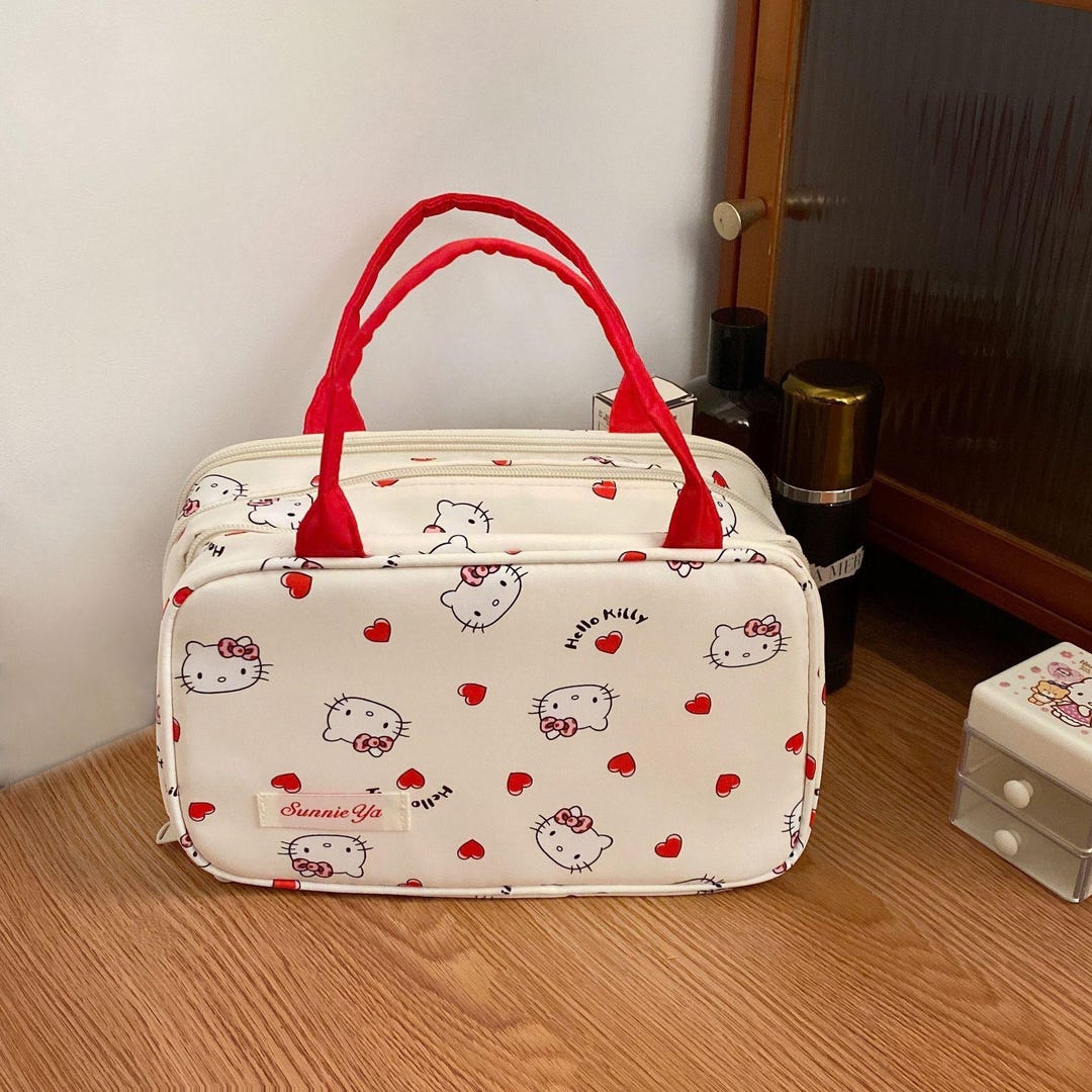 Cute Cat Cartoon Partitioned Satchel Cosmetic Bag - Etsy