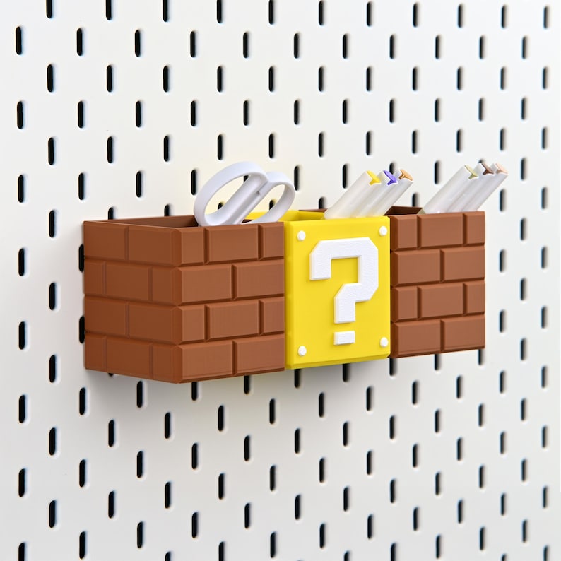 Super Mario Pegboard Storage Bins for SKADIS | 1/4'' Pegboard Box ...