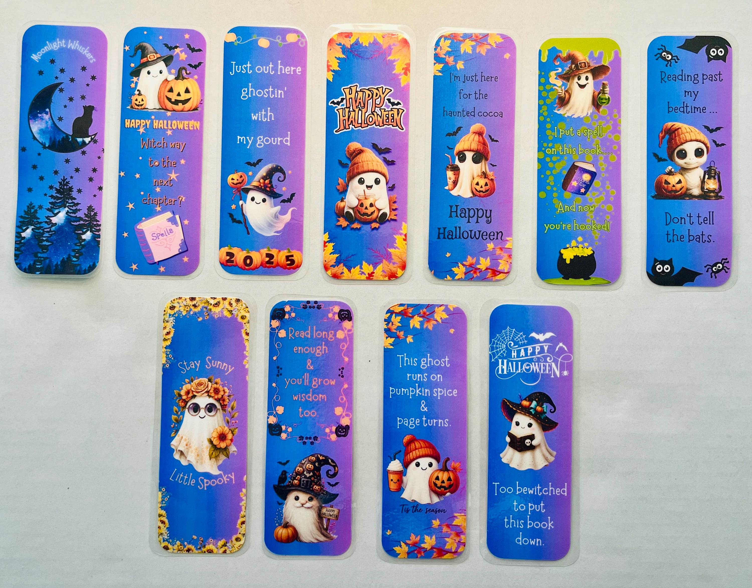 11 Spooky-cute Halloween Bookmarks | Printed & Laminated Set | Ghost ...