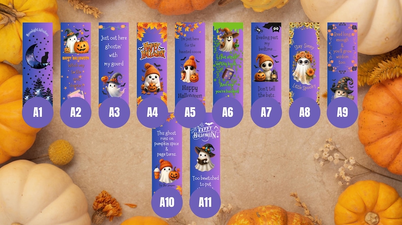 11 Spooky-cute Halloween Bookmarks | Printed & Laminated Set | Ghost ...