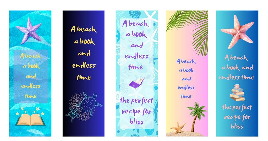 Beach Bookmarks Printable | Ocean & Seashell Digital Download | Coastal ...