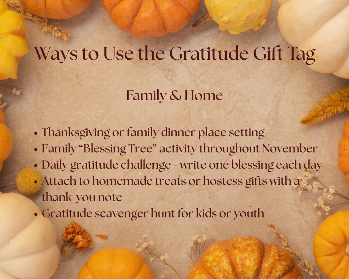 Fall Gratitude Gift Tag Cards | Thanksgiving Blessing Tree Favors - Etsy