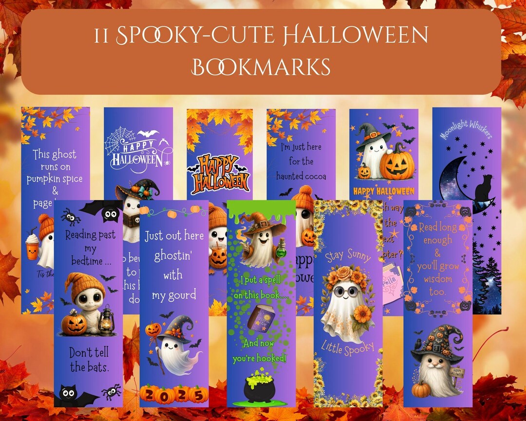 11 Spooky-cute Halloween Bookmarks | Digital Printable Set | Witchy ...