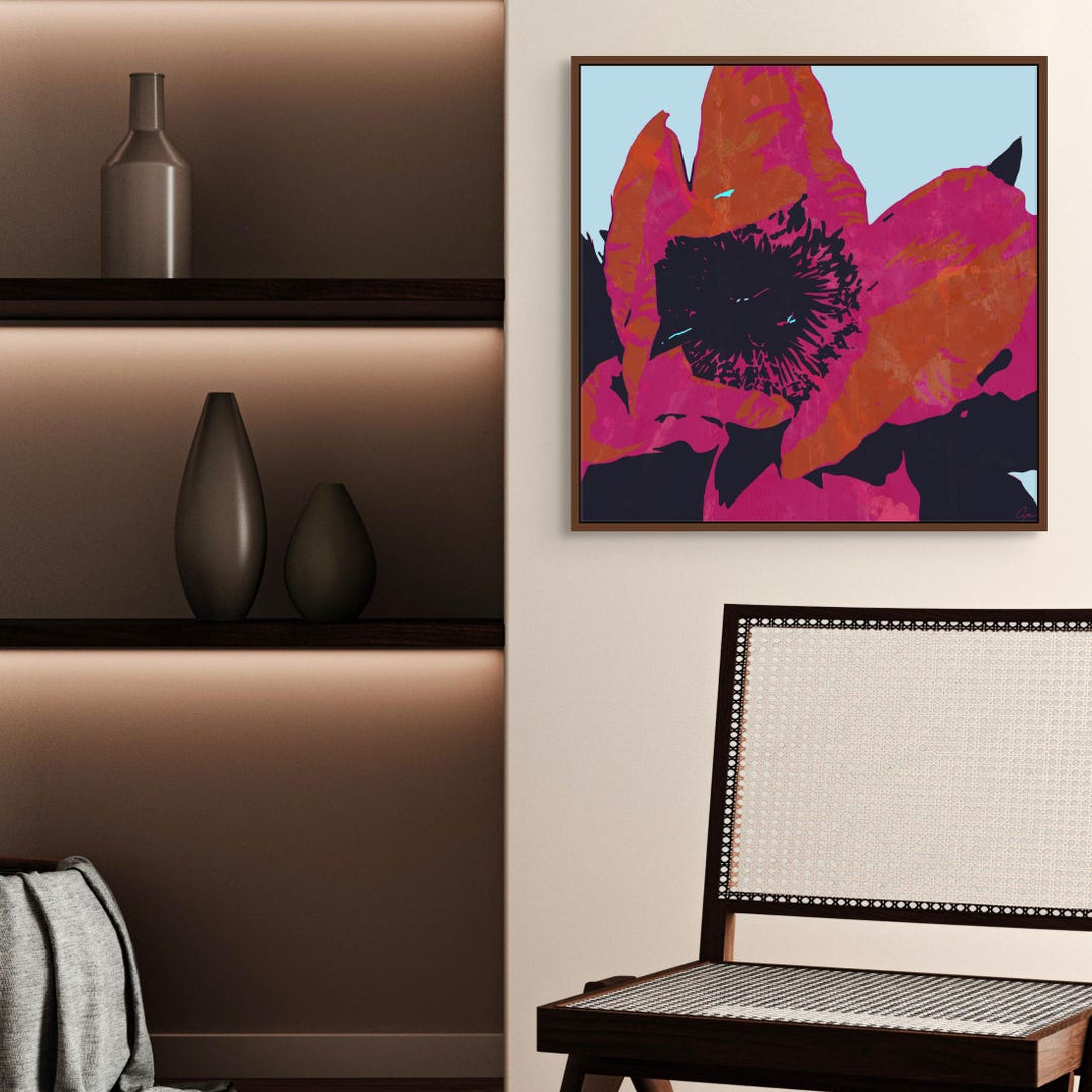 Siv – Bold Modern Floral Wall Art in Magenta, Rust, and Midnight ...