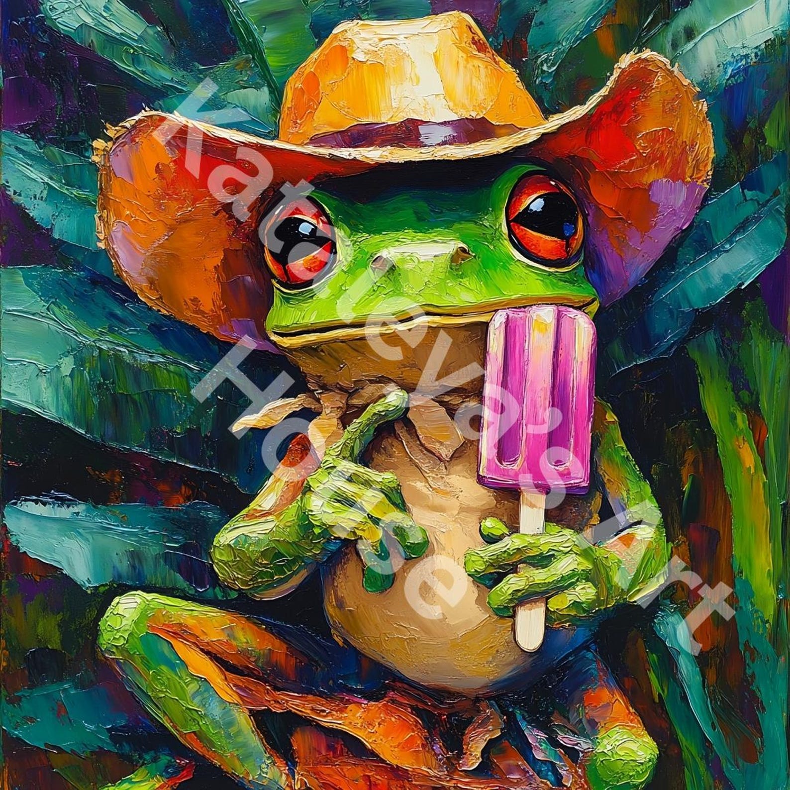 Cowboy Frog Wall Art Printable | Funny Frog Digital Art | Frog With ...