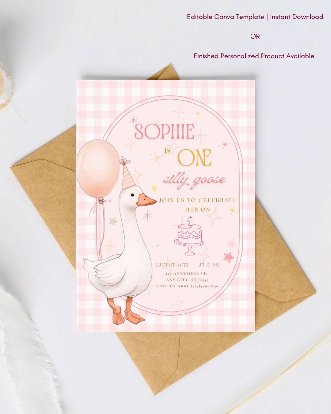 Editable Silly Goose 1st Birthday Invitation | Cute & Customizable ...