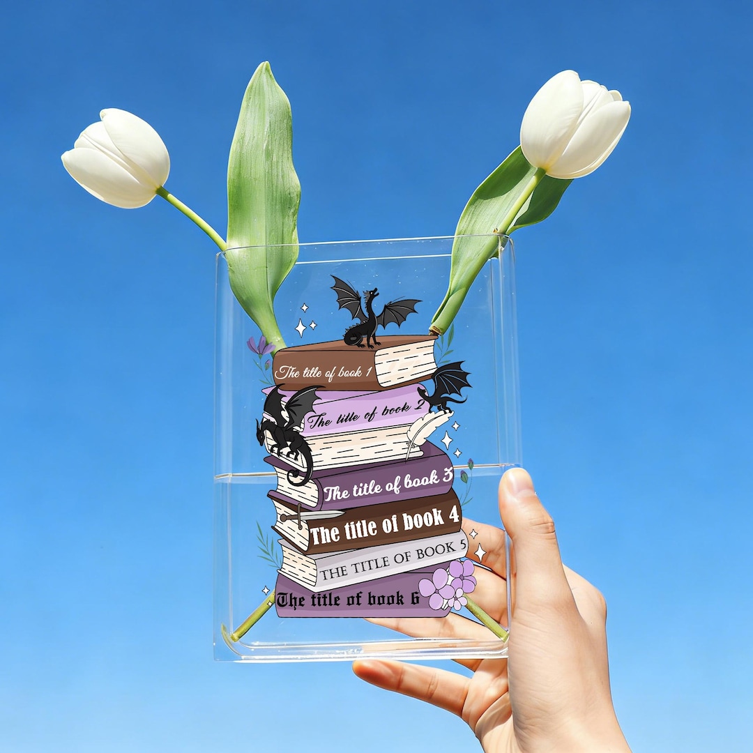 Dragon Bookish Vase With Flowers and Your Favorite Book Titles, Fantasy ...