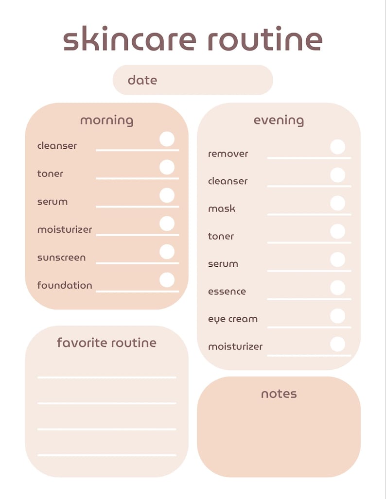 Editable Skincare Routine Template | Self-care Planner | Digital Beauty ...