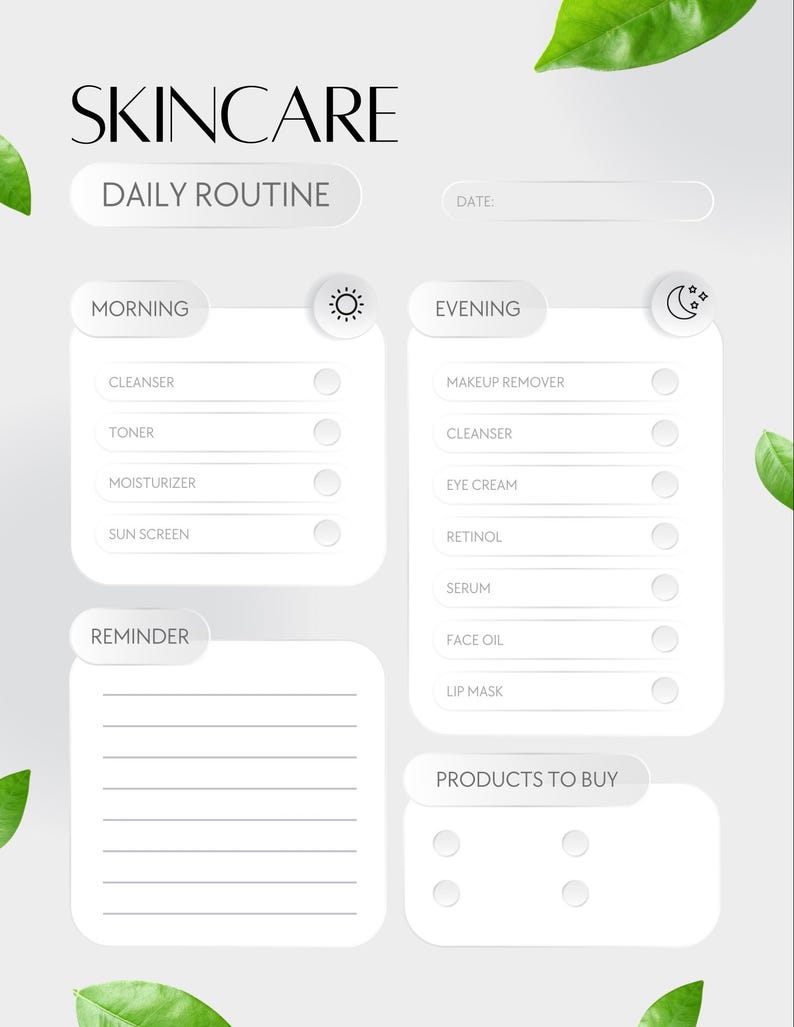 Editable Skincare Routine Template | Self-care Planner | Digital Beauty ...