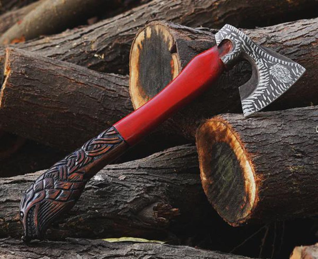 Handmade Engraved Lion Axe With Ash Wood Handle | Best Christmas Gift ...