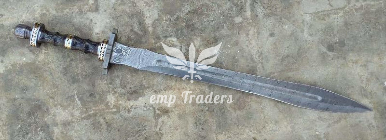 32 Inch Long Hand Forged Damascus Steel Double Edge Viking Sword With ...