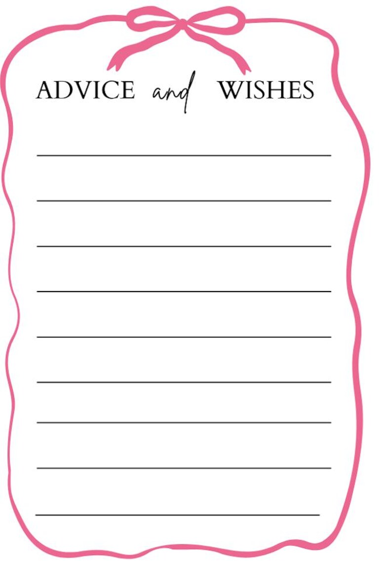 Wedding Guest Cards Printable Bundle. Advice, Wishes, Date Night Ideas ...