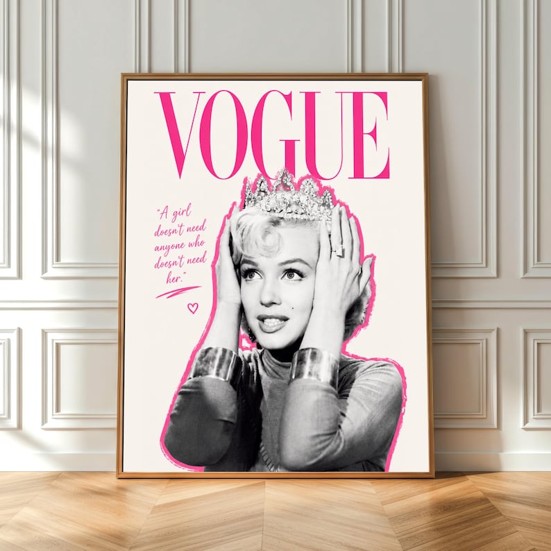 Marilyn Monroe Vogue Wall Art, Retro Fashion Printable Poster, Chic ...
