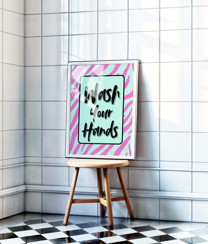 Wash Your Hands Printable Bathroom Art Funny Quote Wall Decor Modern ...