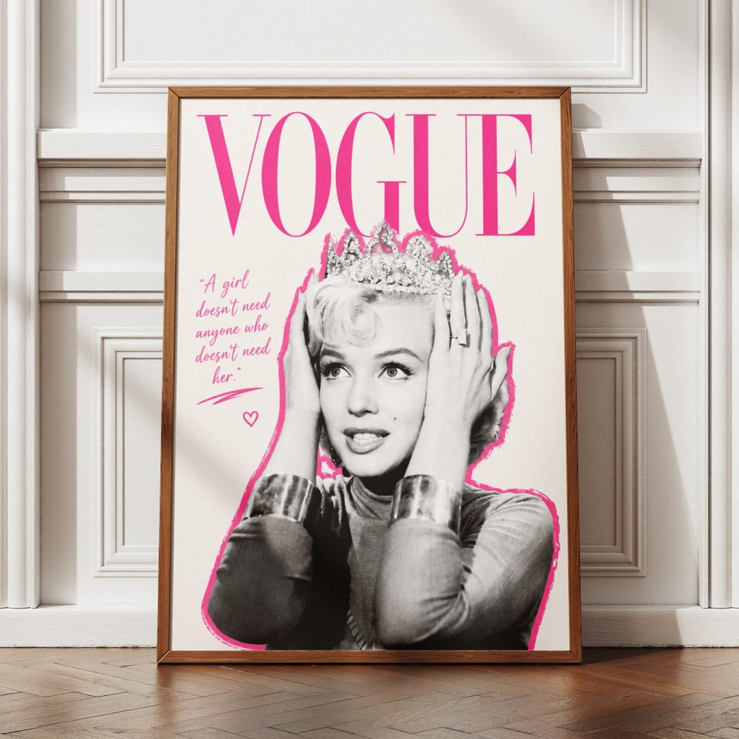 Marilyn Monroe Vogue Wall Art, Retro Fashion Printable Poster, Chic ...
