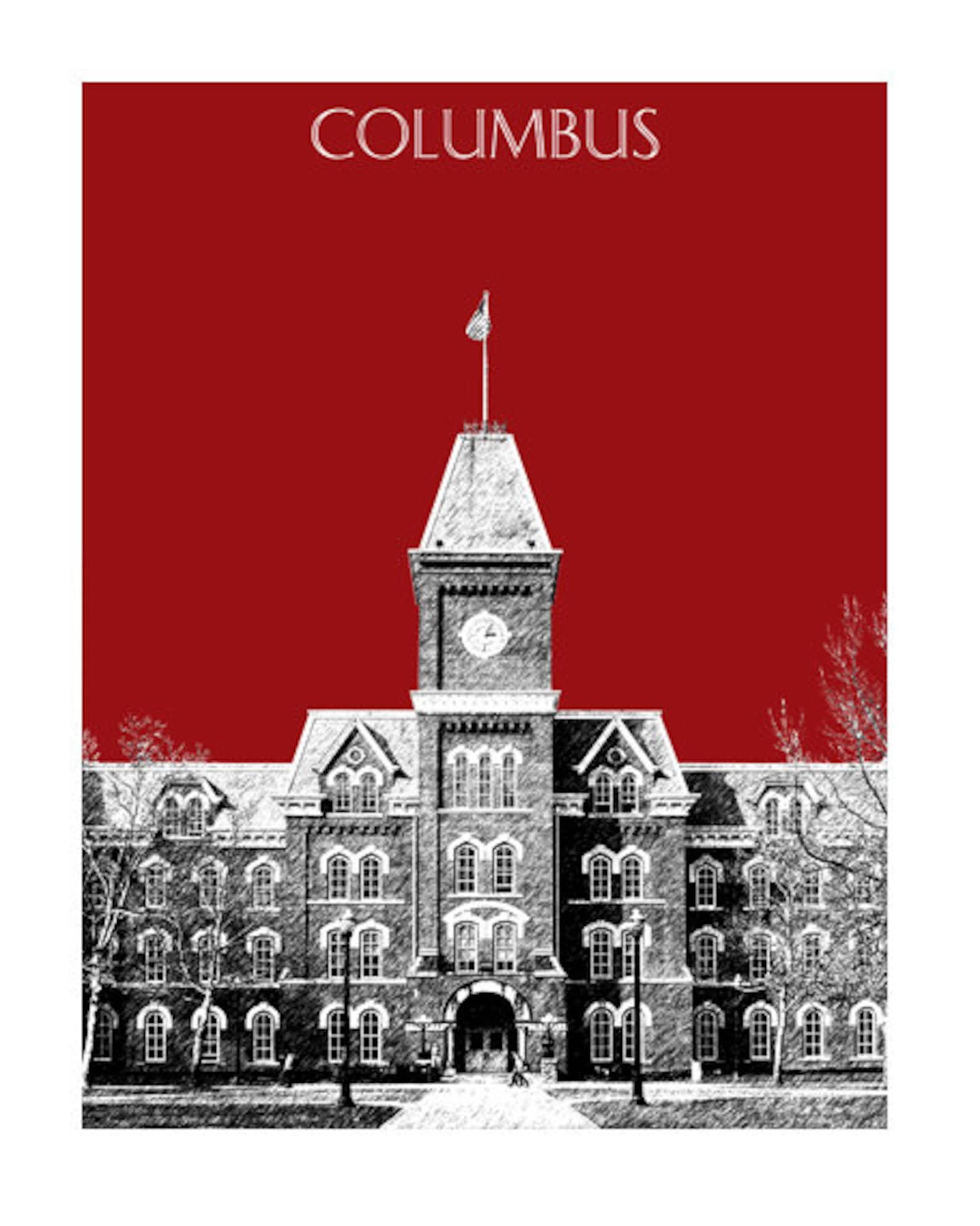 Columbus Skyline Poster Columbus Ohio Skyline Art Print - Etsy