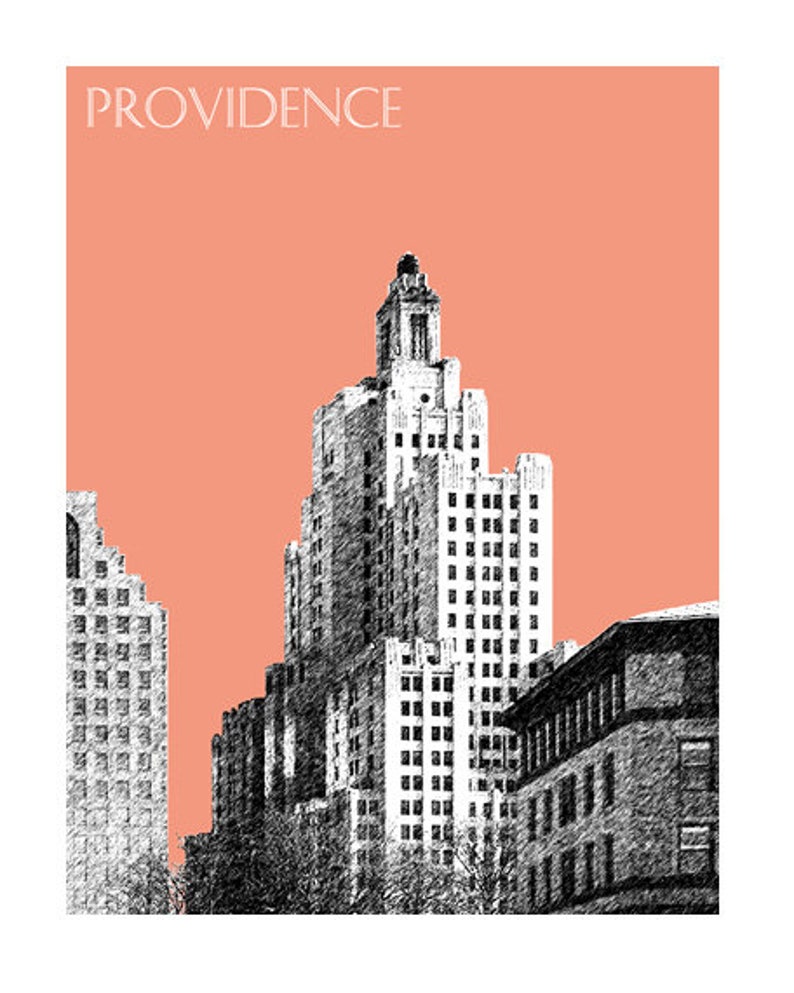 Providence Skyline Poster Providence Rhode Island Skyline 2 | Etsy