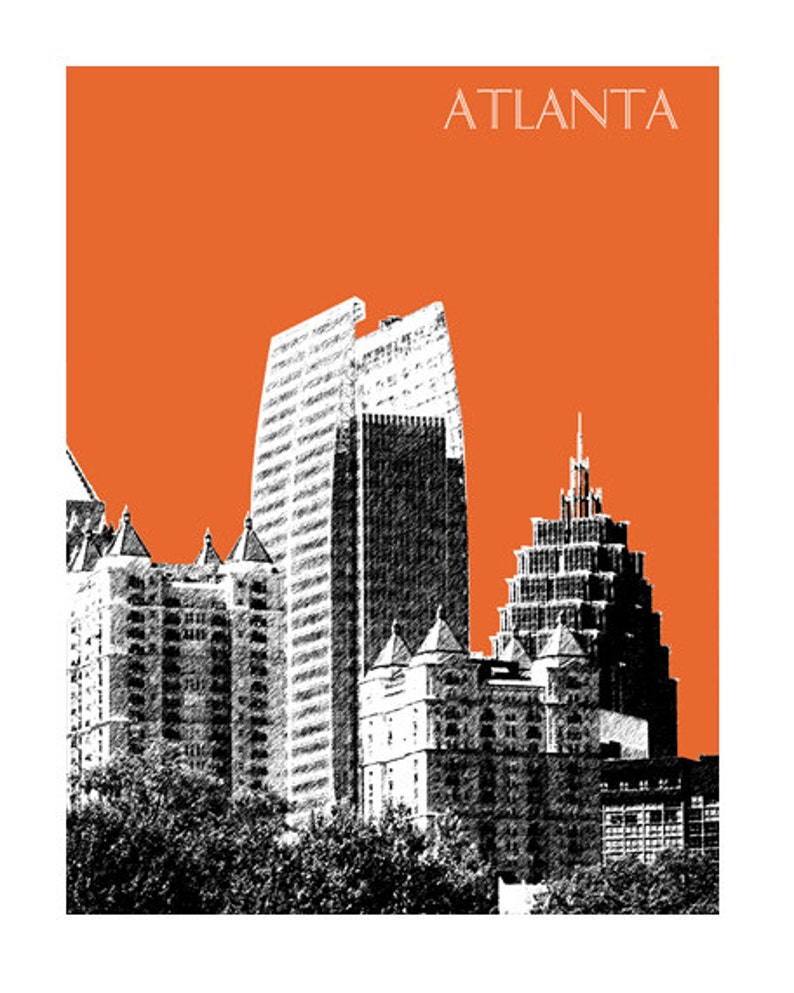 Atlanta Skyline Poster Atlanta Georgia Art Print 2 - Etsy