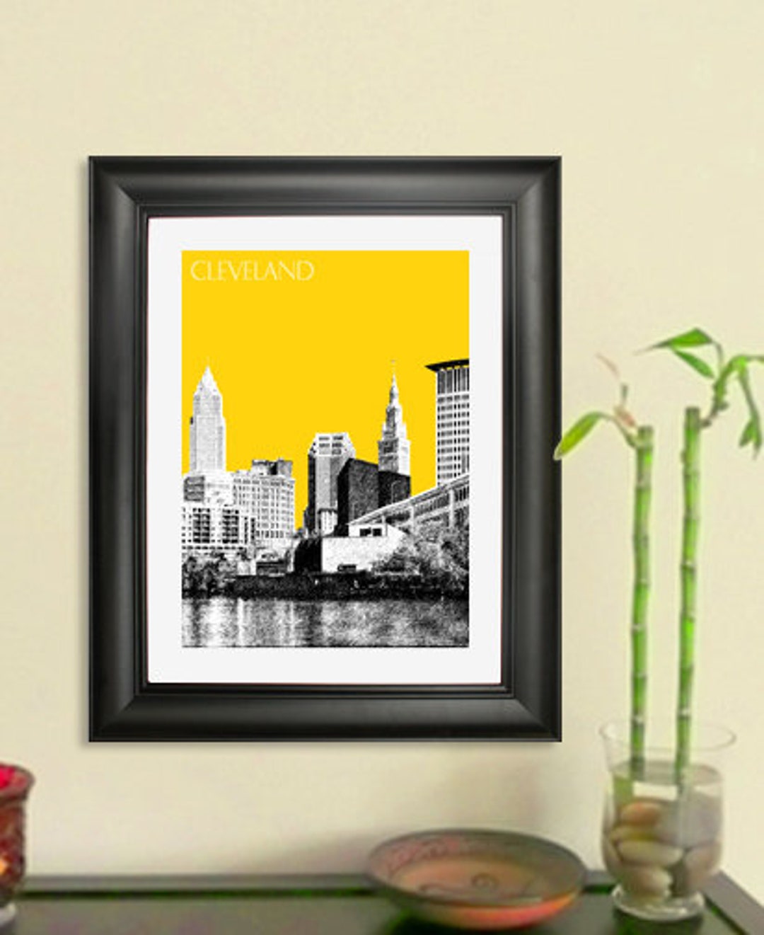 Cleveland Skyline Poster Cleveland City Skyline Art Print - Etsy