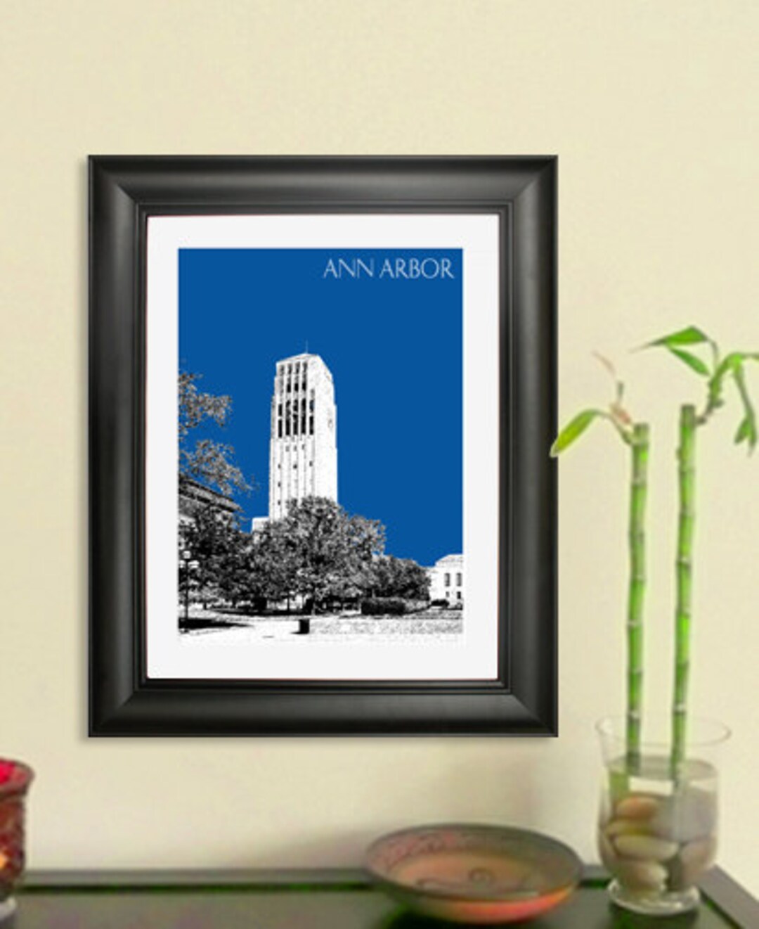 Skyline Ann Arbor Poster Ann Arbor Michigan City Skyline Art Print ...