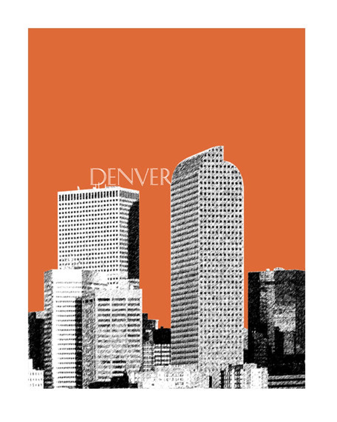 Denver Skyline Poster Denver Colorado City Skyline Art | Etsy