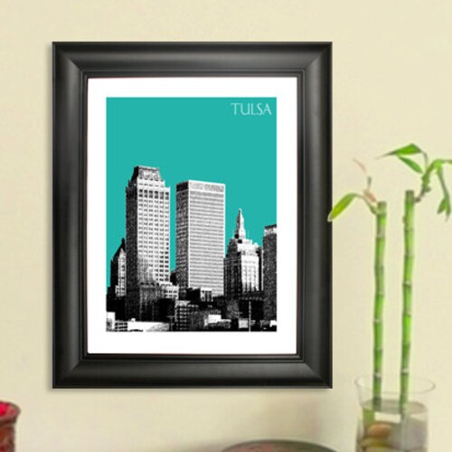 Tulsa Skyline Oklahoma Cityscape Painting Art Print Poster CX | Etsy