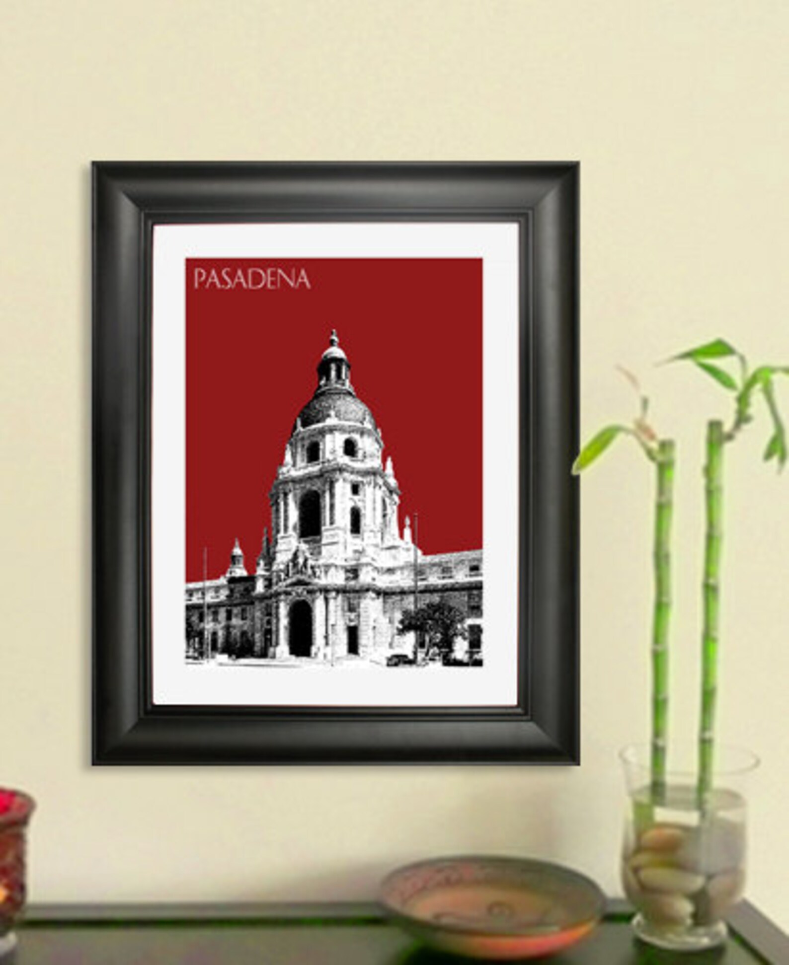 Pasadena Skyline Poster Pasadena City Hall Print Pasadena - Etsy