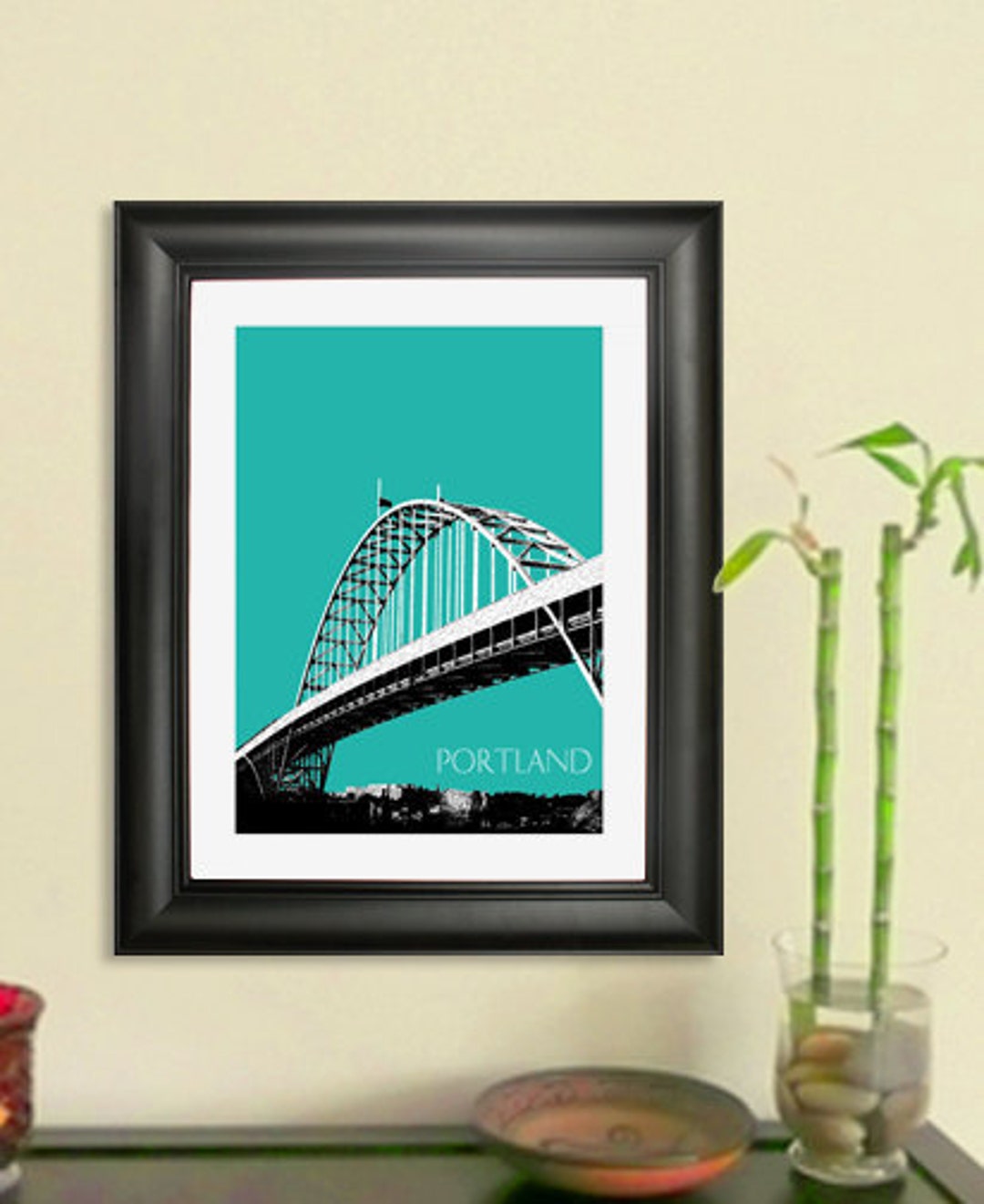 Portland Skyline Print - Fremont Bridge Poster - Portland Oregon City ...