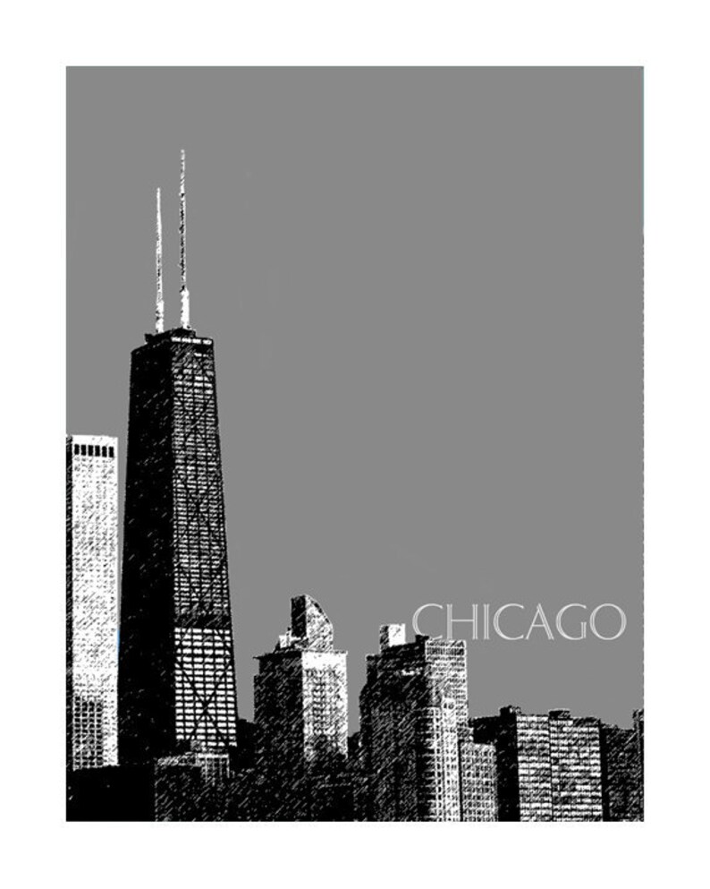 Chicago Skyline John Hancock Building Poster Art Print - Etsy