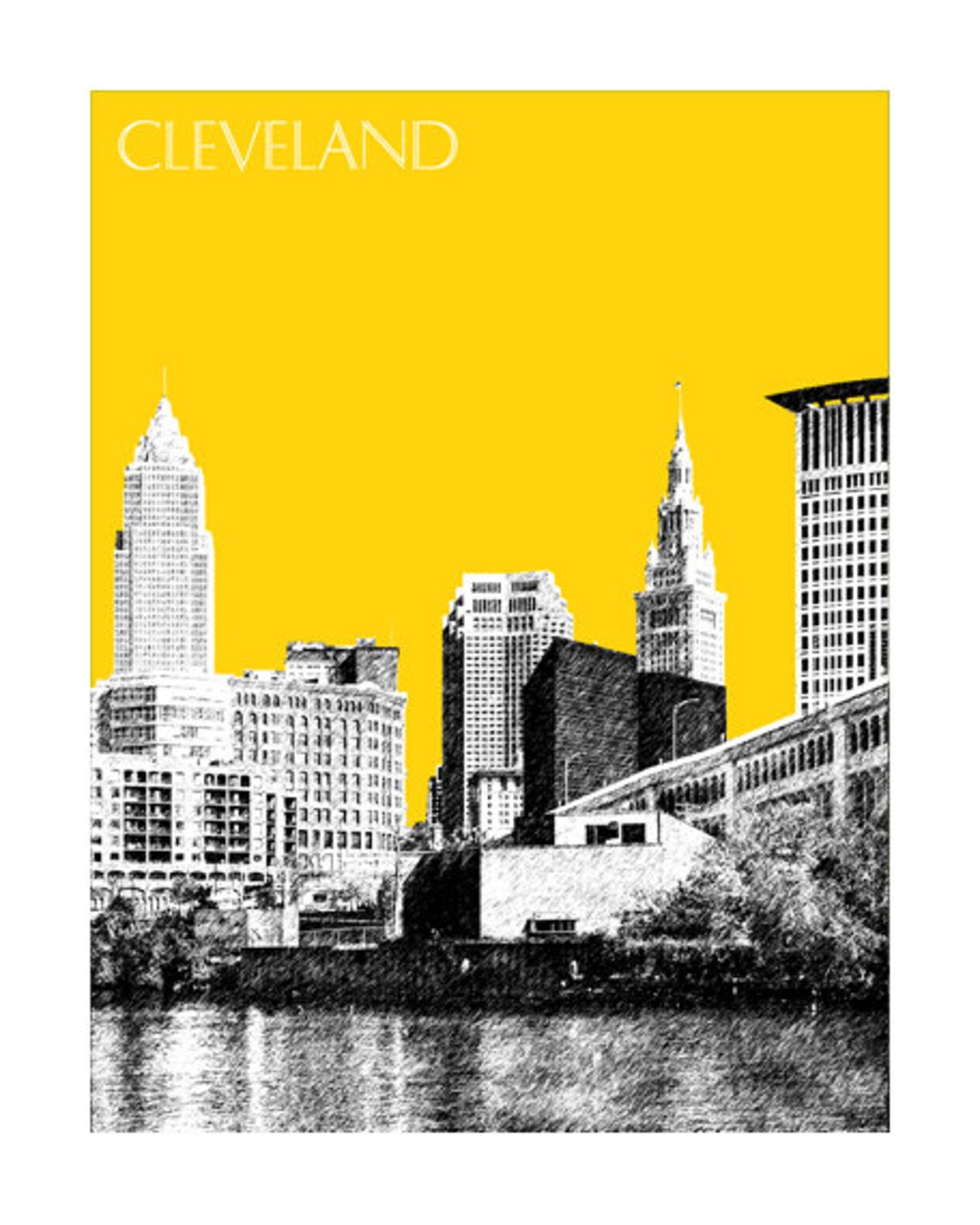 Cleveland Skyline Poster Cleveland City Skyline Art Print | Etsy