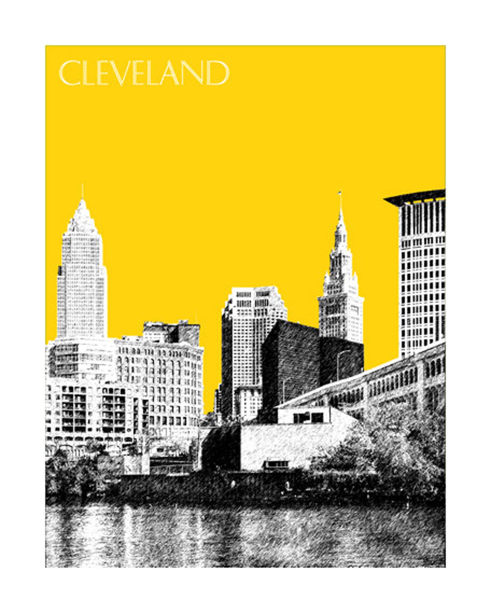 Cleveland Skyline Poster - Cleveland City Skyline - Art Print - Choose ...