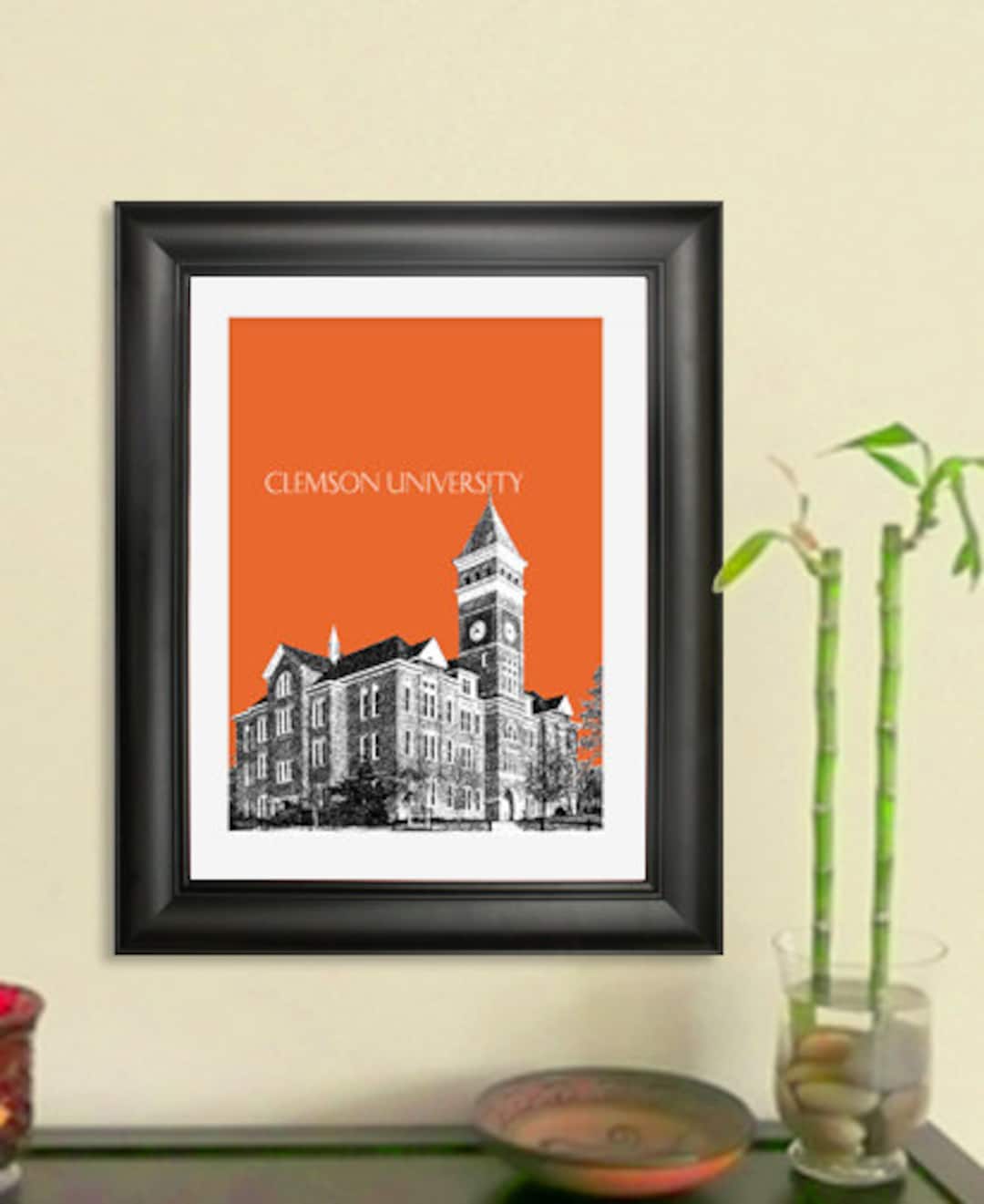 Clemson University Graduation Art Print Clemson South Carolina Skyline ...