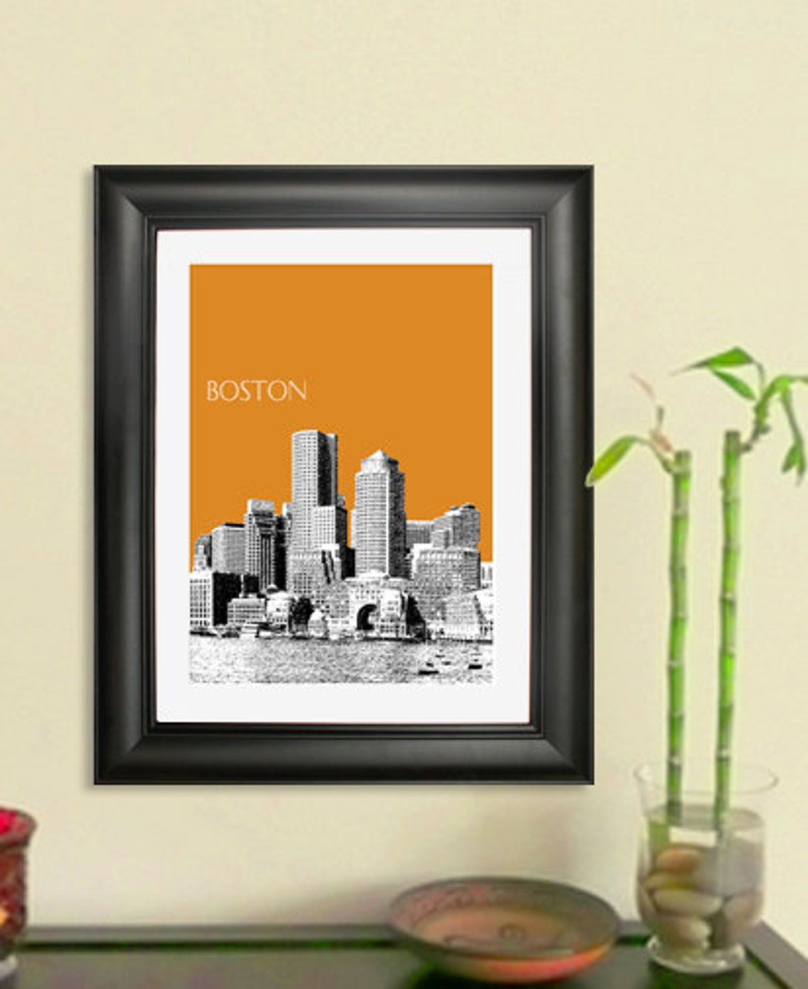 Boston Skyline Print 1 Boston Harbor Skyline Poster | Etsy