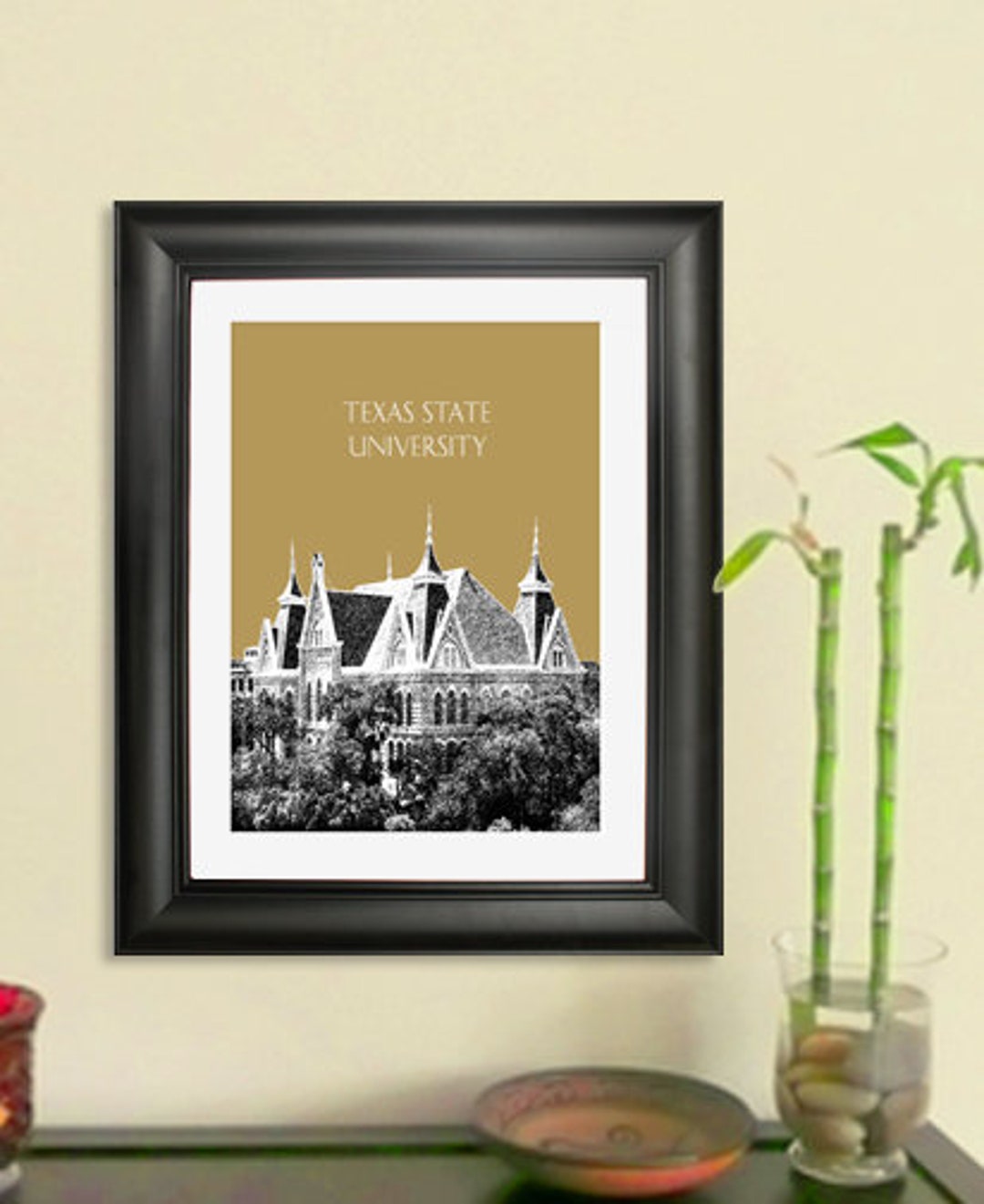 Texas State University Graduation Poster - San Marcos, Texas Skyline ...