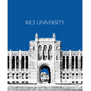 Rice University Graduation Poster - Houston Texas Skyline - Art Print ...