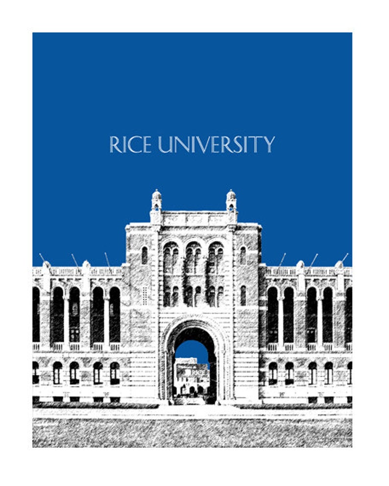 Rice University Graduation Poster Houston Texas Skyline - Etsy