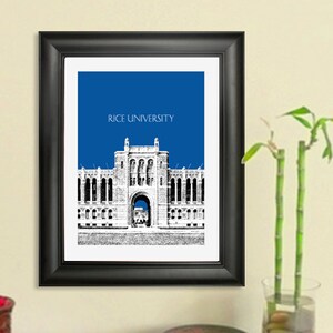Rice University Graduation Poster - Houston Texas Skyline - Art Print ...