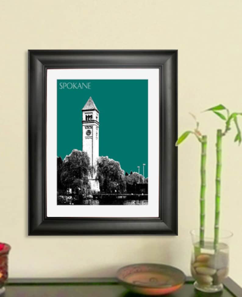 Spokane Skyline Poster - Spokane Washington City Skyline - Art Print ...