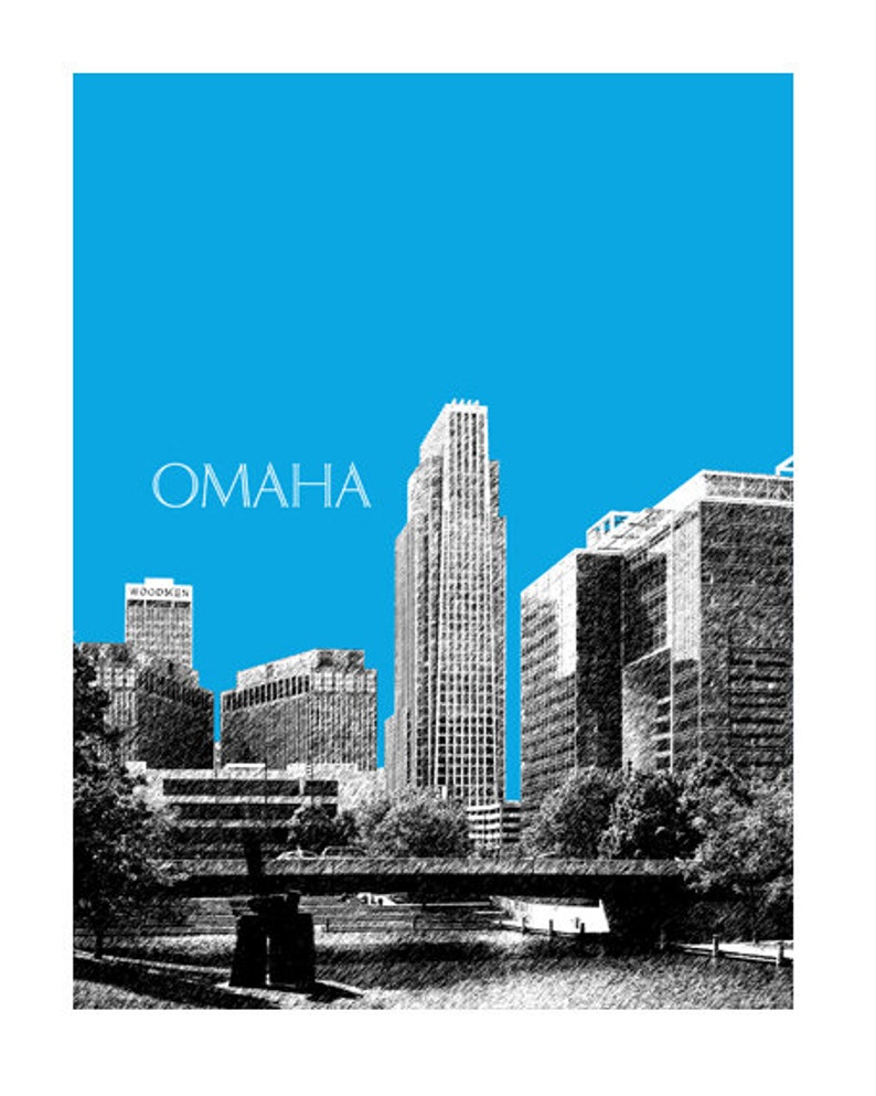 Omaha Skyline Poster Omaha Nebraska Skyline Art Print - Etsy