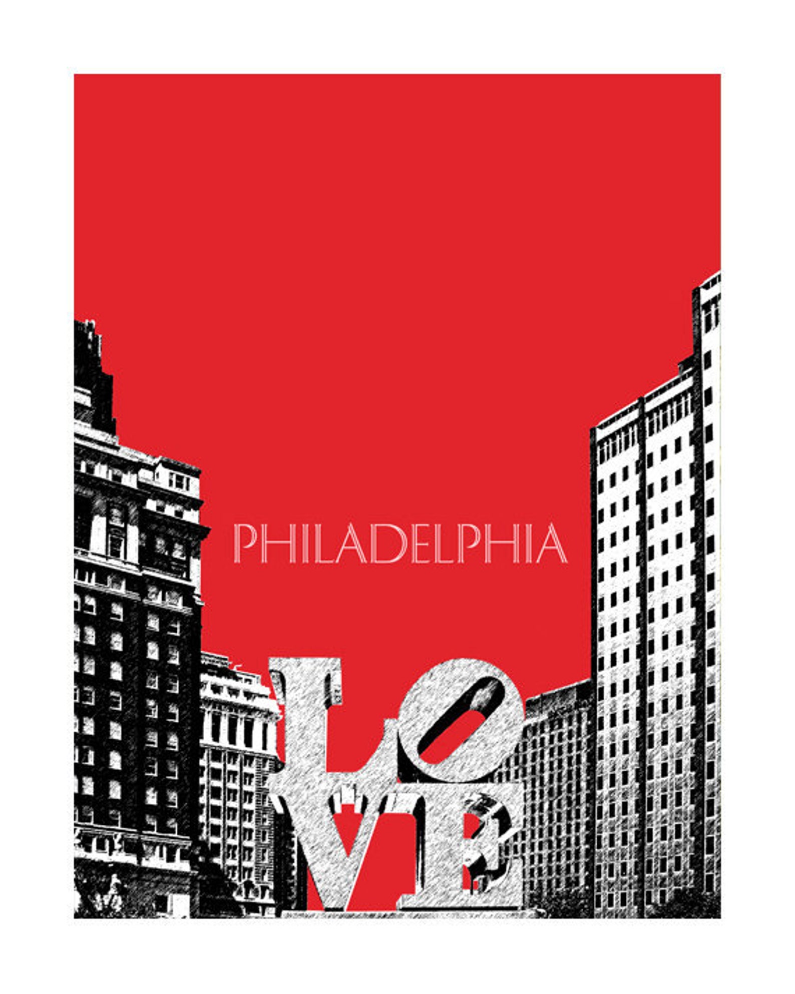 Love Park Art Poster Philadelphia Skyline Print | Etsy